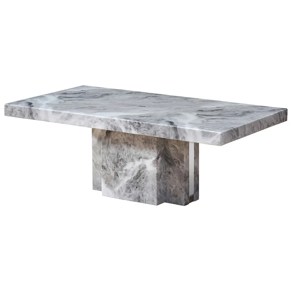 Marmar Solid Marble Coffee Table, Grey - Esoterior Furniture