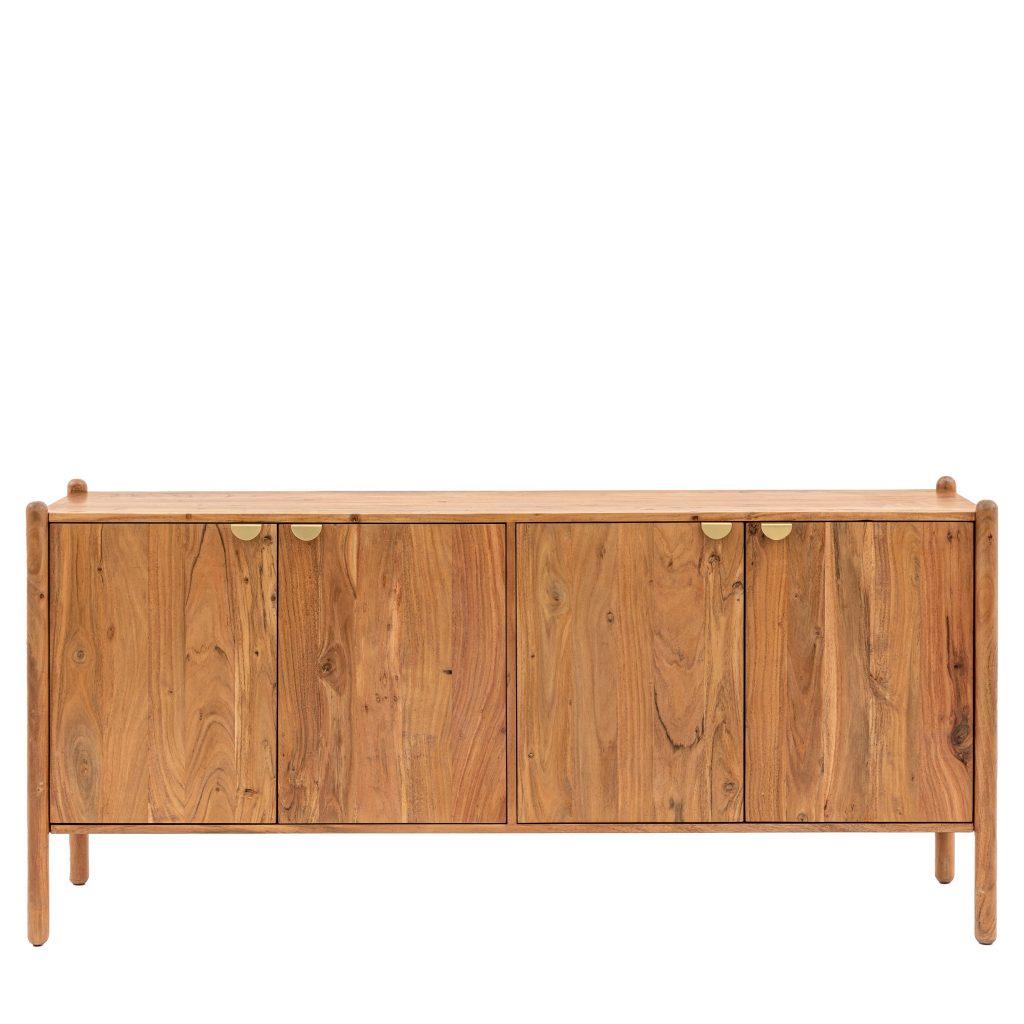 Máni Solid Wood 4-Door Sideboard, Natural - Esoterior Furniture
